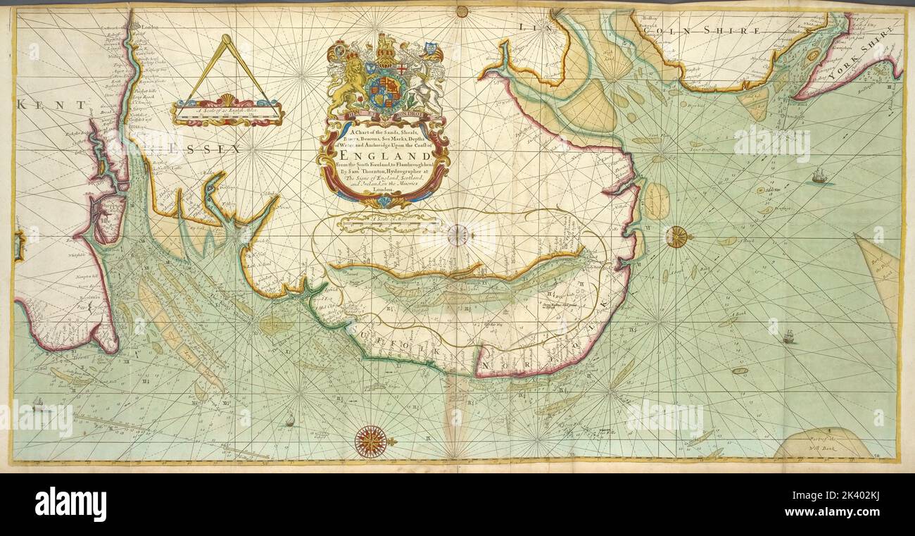A chart of the sands, shoals, buoys, beacons, sea marks, depths of ...