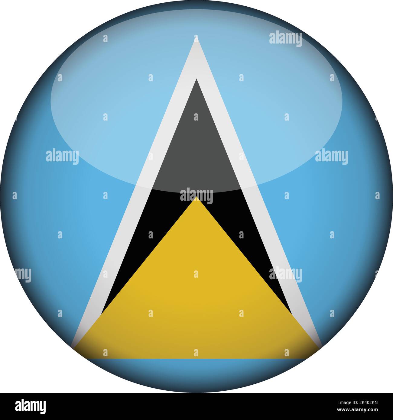 saint lucia Flag in glossy round button of icon. saint lucia emblem ...