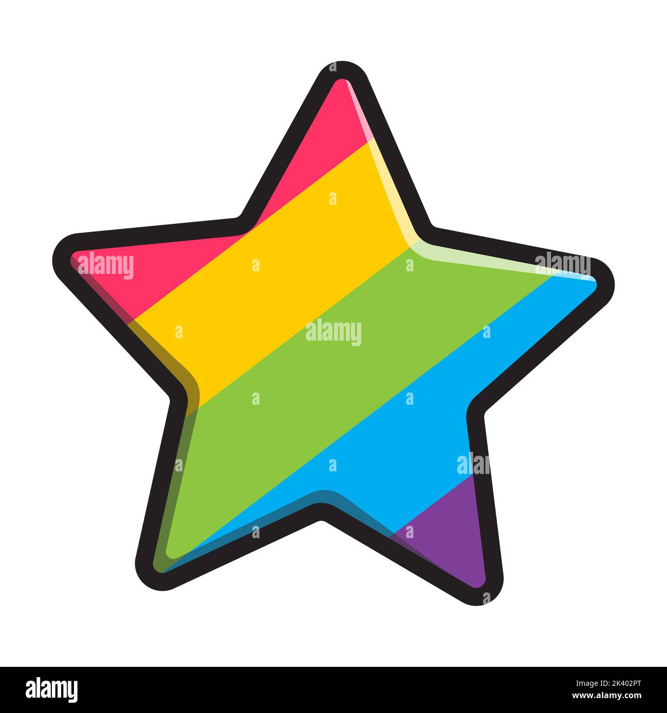 Vector cute illustration of star with rainbow print. Kawaii rainbow ...