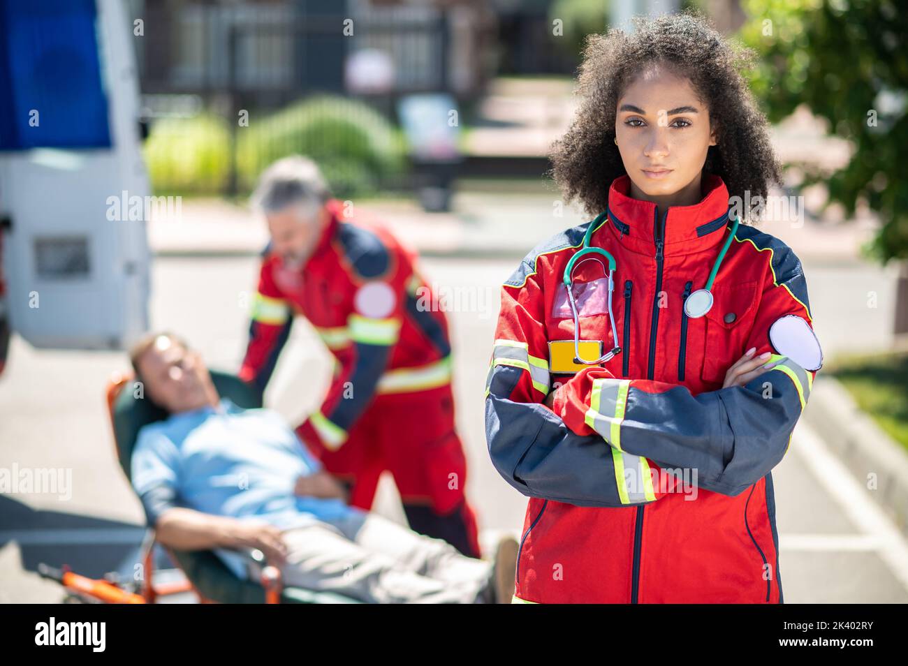 Paramedical staff working on the scene of emergency Stock Photo - Alamy