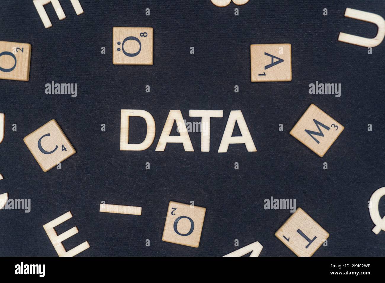 DATA word written on dark paper background. DATA text on dark for your ...