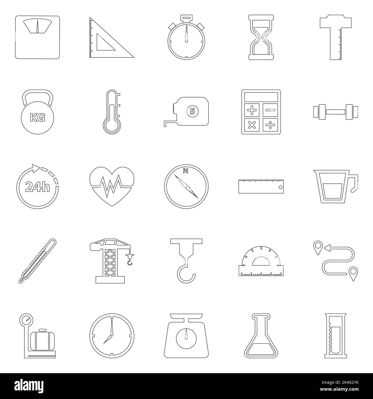 Measuring line icons on white background, stock vector Stock Vector ...
