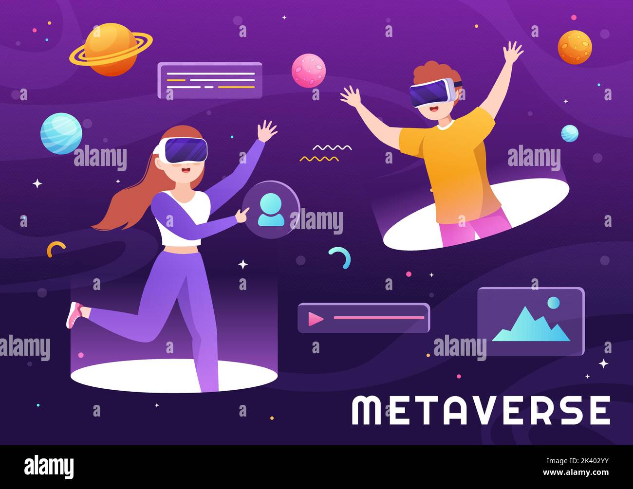 Metaverse Digital Virtual Reality Technology wears VR Glasses for Future Innovation and ...