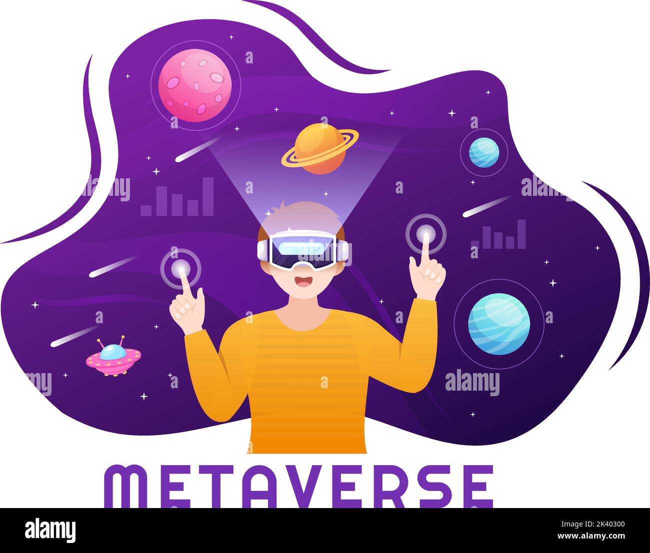 Metaverse Digital Virtual Reality Technology wears VR Glasses for Future Innovation and ...