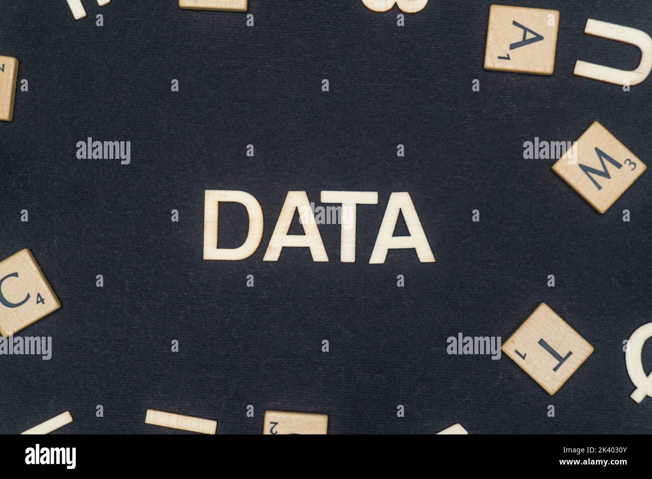 DATA word written on dark paper background. DATA text on dark for your ...
