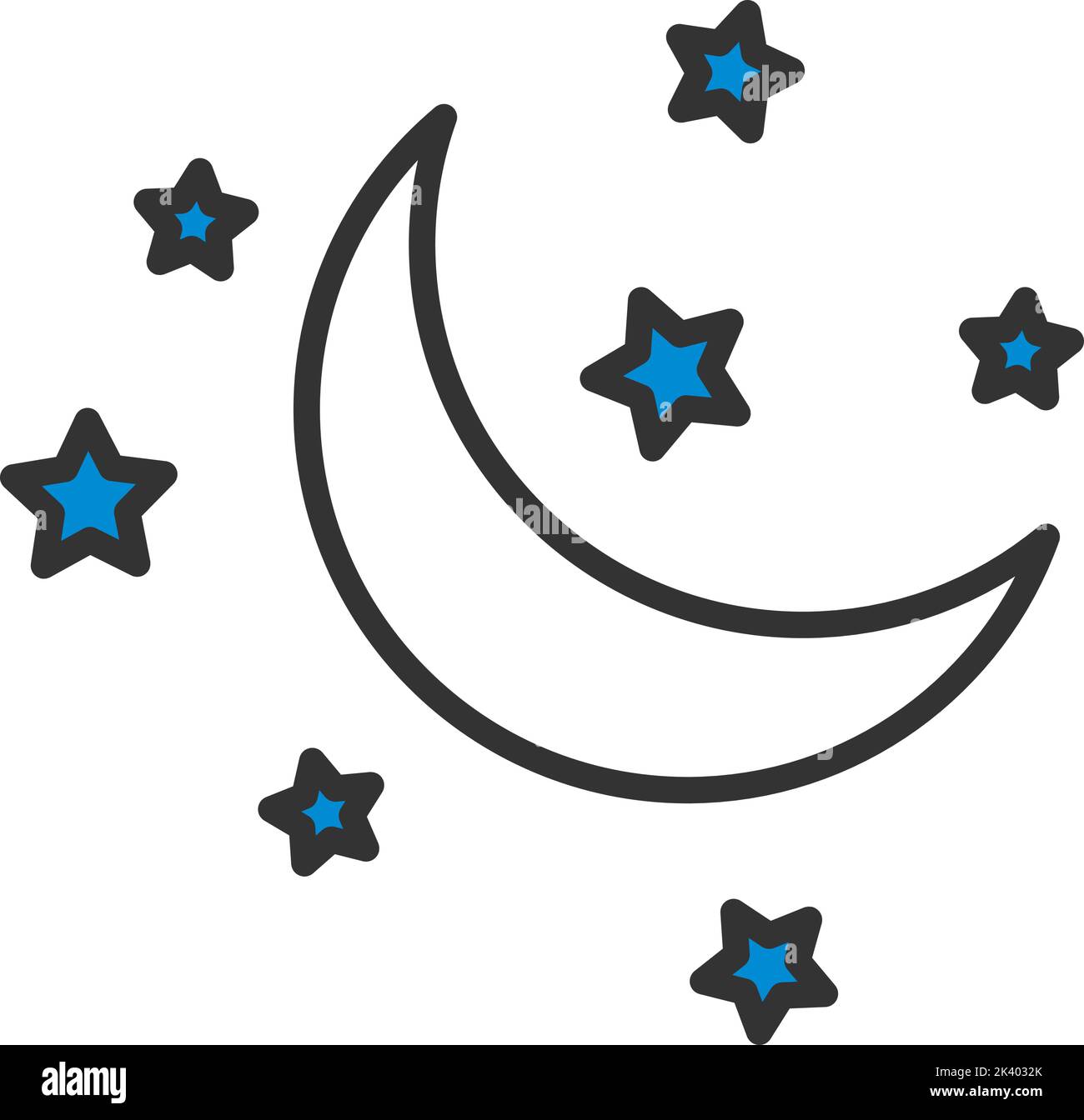 Night Icon. Editable Bold Outline With Color Fill Design. Vector ...