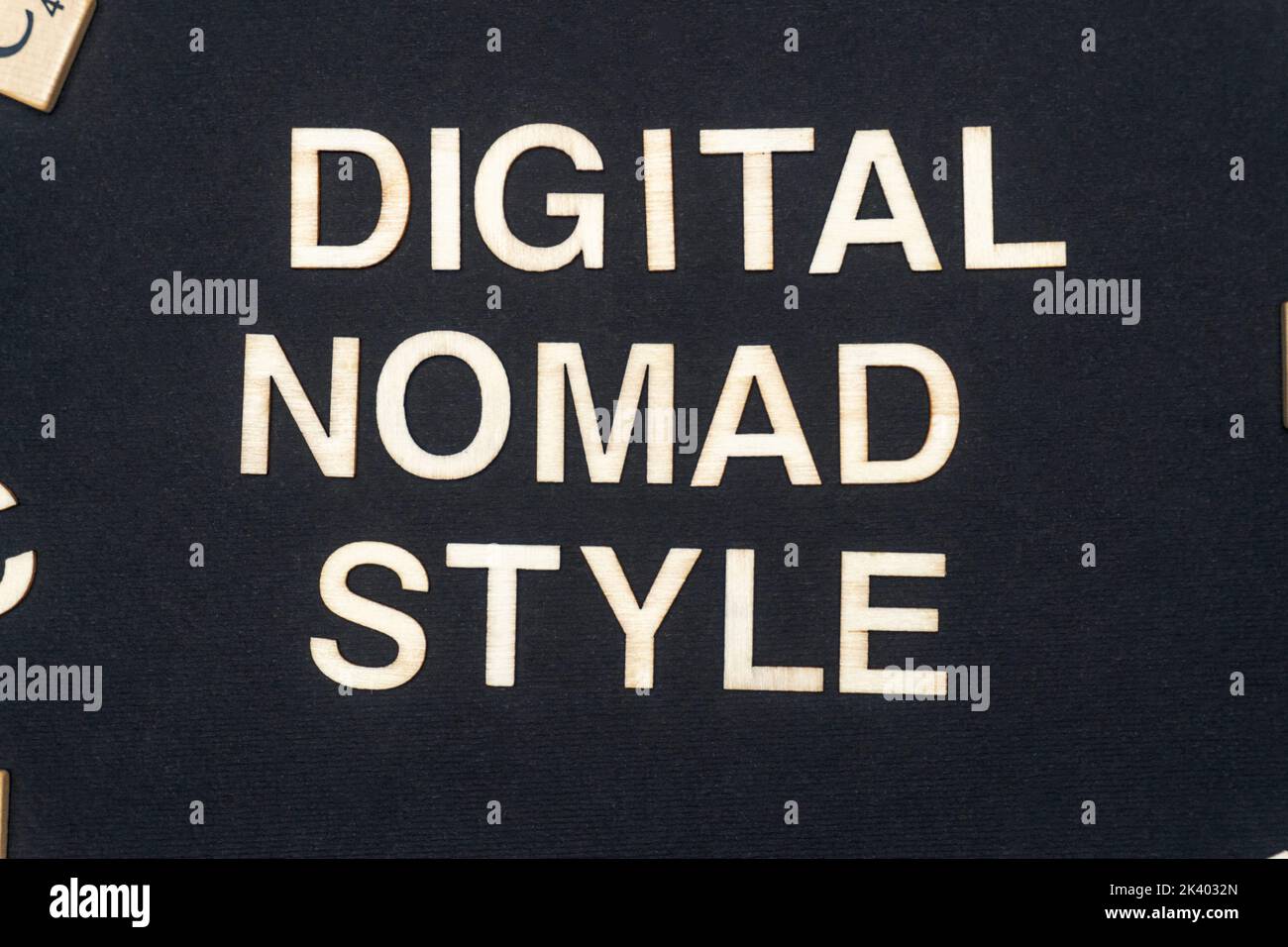 DIGITAL NOMAD STYLE word written on dark paper background. DIGITAL ...