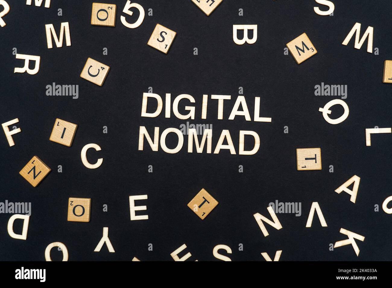DIGITAL NOMAD word written on dark paper background. DIGITAL NOMAD text ...