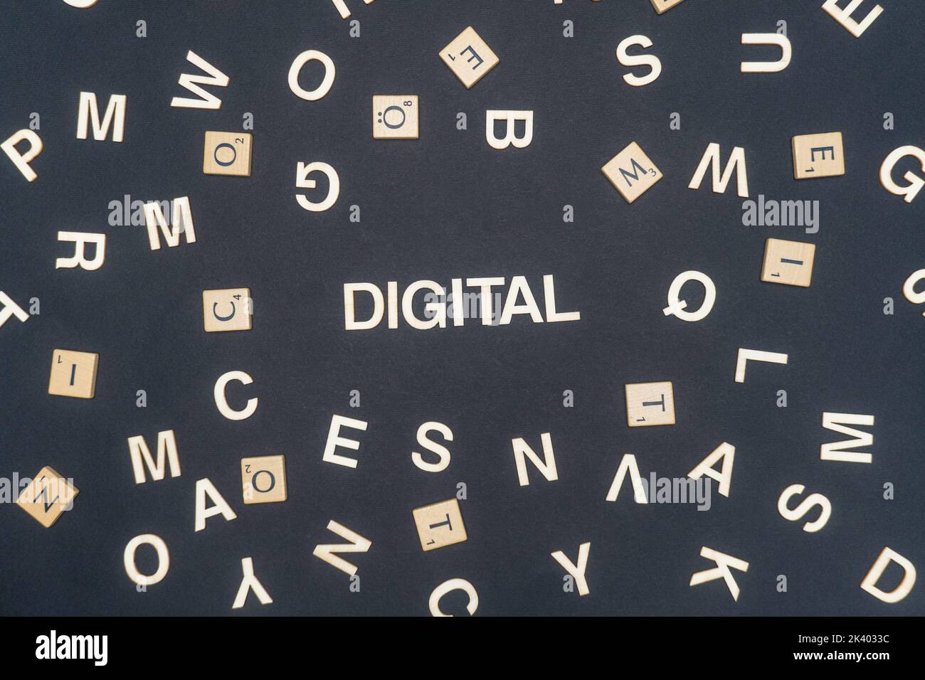 DIGITAL word written on dark paper background. DIGITAL text on dark for ...