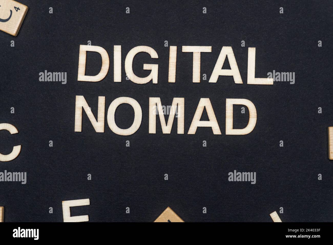 DIGITAL NOMAD word written on dark paper background. DIGITAL NOMAD text ...