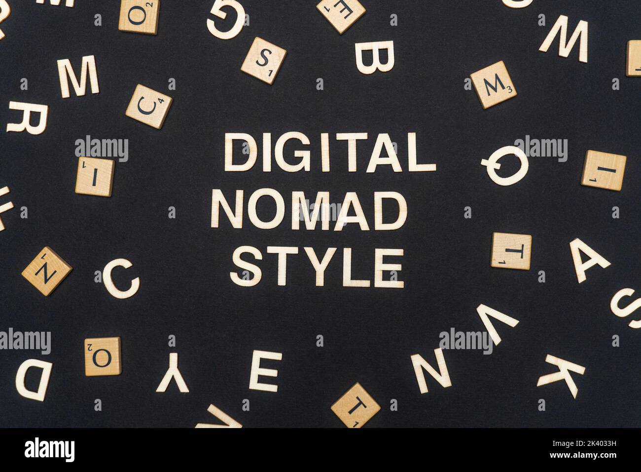 DIGITAL NOMAD STYLE word written on dark paper background. DIGITAL ...