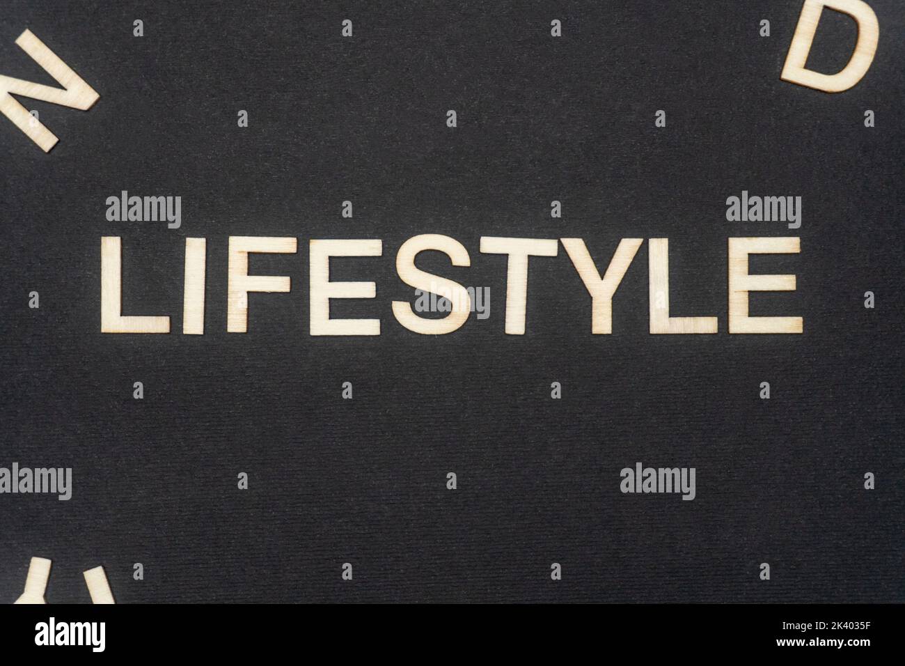 LIFESTYLE word written on dark paper background. KEYWORDS text on dark ...