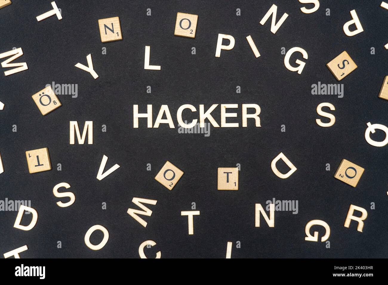 HACKER word written on dark paper background. HACKER text on dark for ...