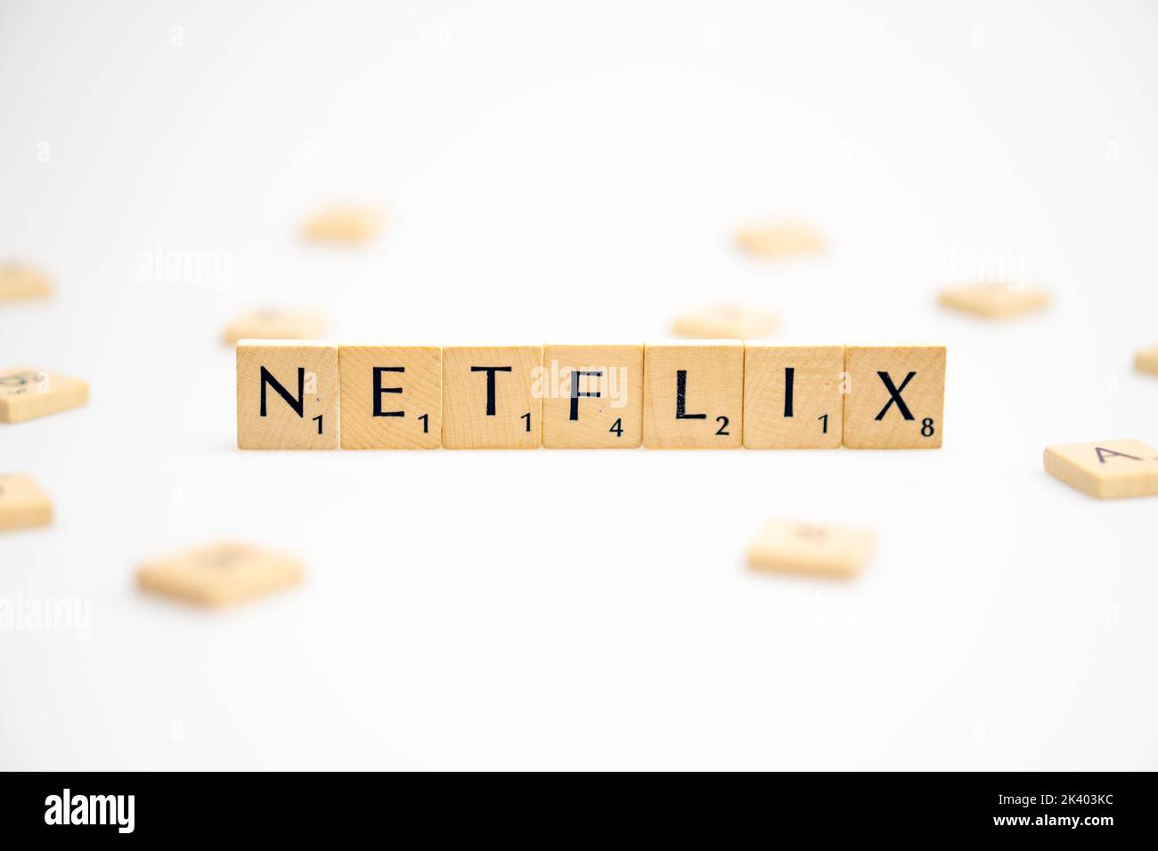 NETFLIX word written on white background. NETFLIX text on white for ...