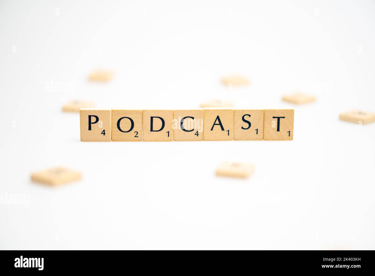 PODCAST word written on white background. PODCAST text on white for ...