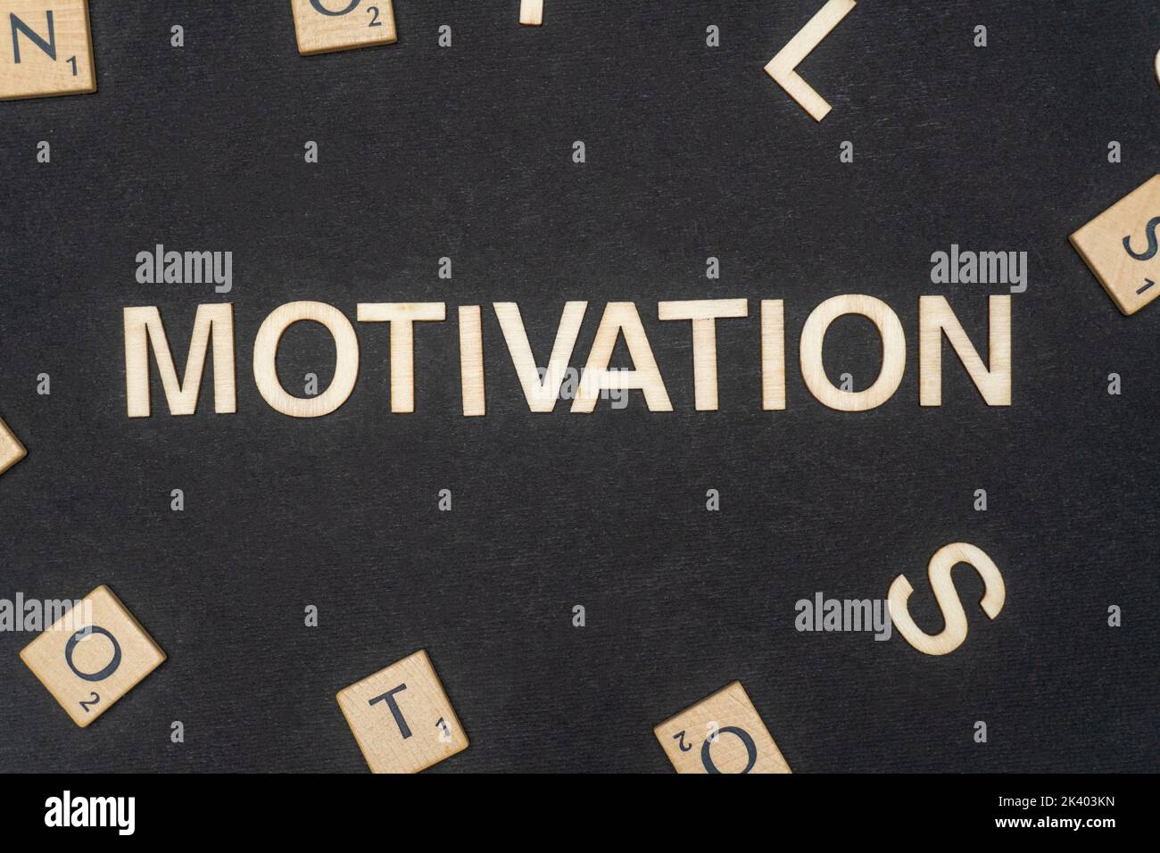 MOTIVATION word written on dark paper background. MOTIVATION text on ...