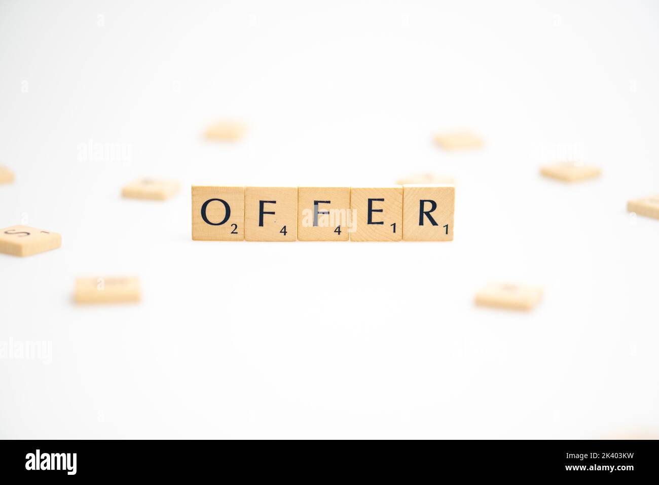 OFFER word written on white background. OFFER text on white for your ...