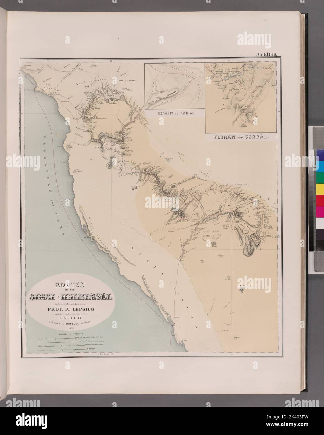 Routen in der Sinai-Halbinsel. 1849 - 1856. Lepsius, Richard, 1810-1884 ...