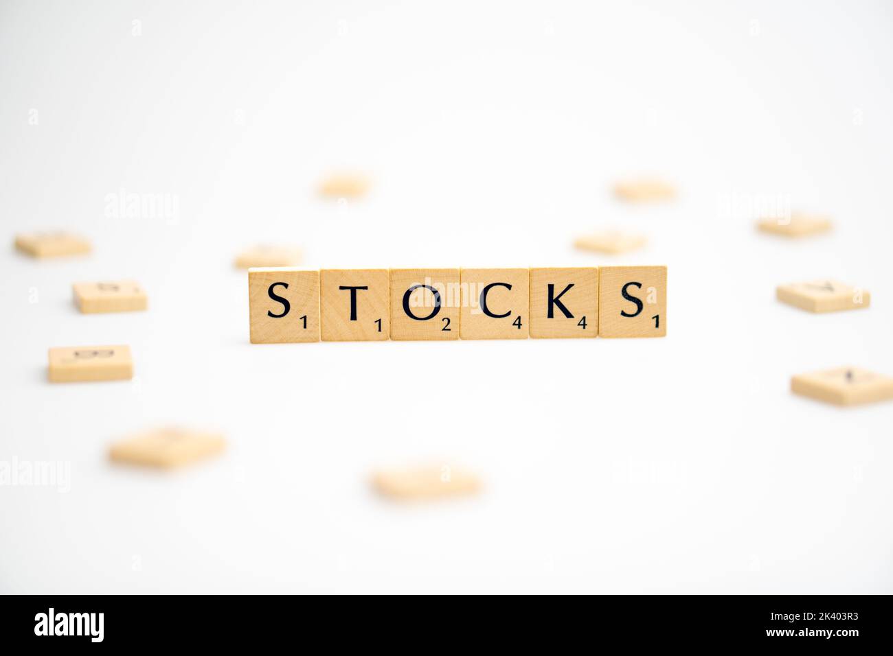 STOCKS word written on white background. STOCKS text on white for your ...