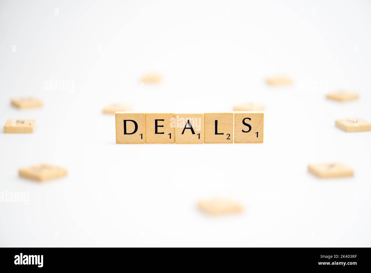 DEALS word written on white background. DEALS text on white for your ...