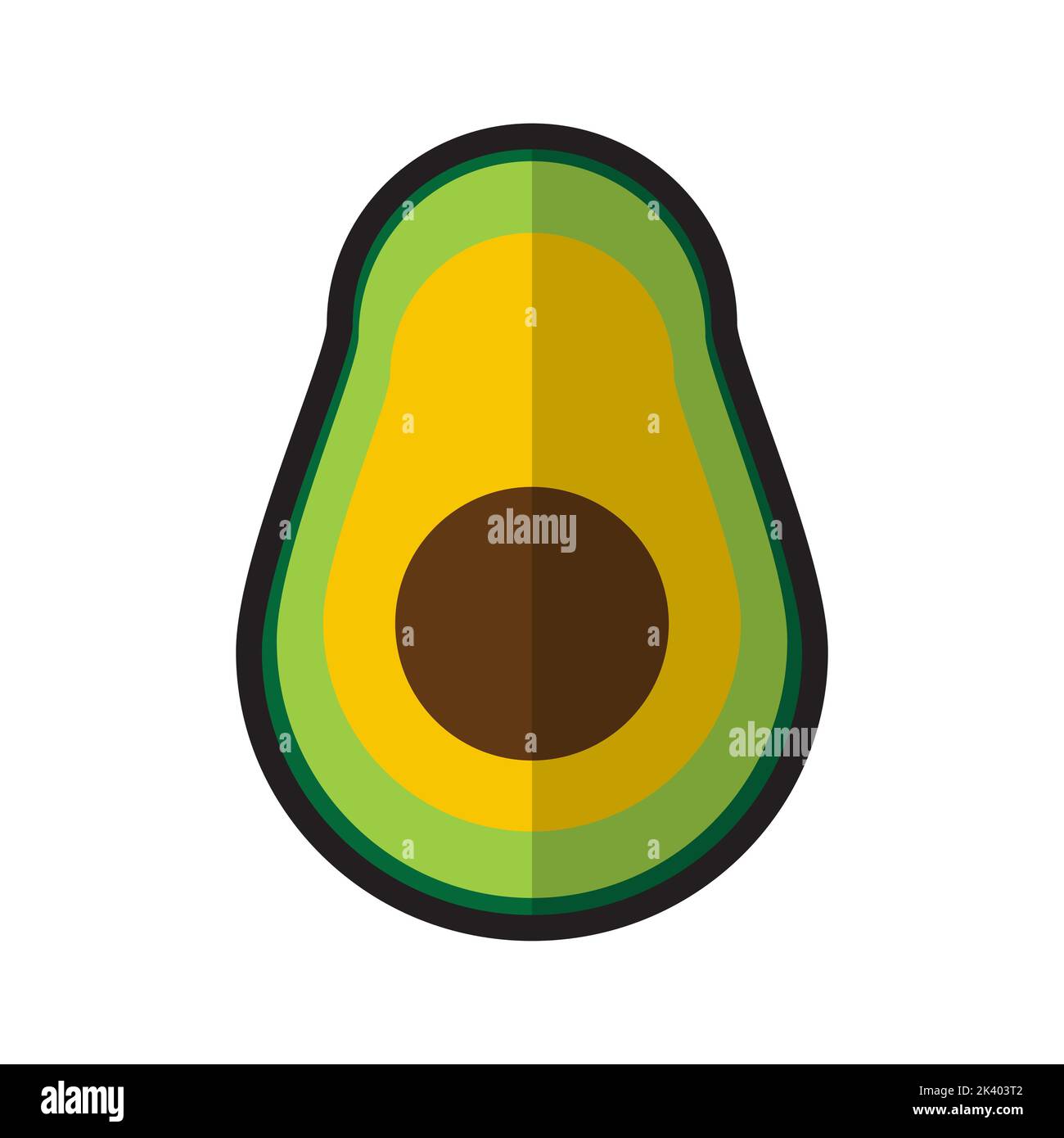 Avocado illustration in cartoon style. Ripe avocado in green and yellow ...