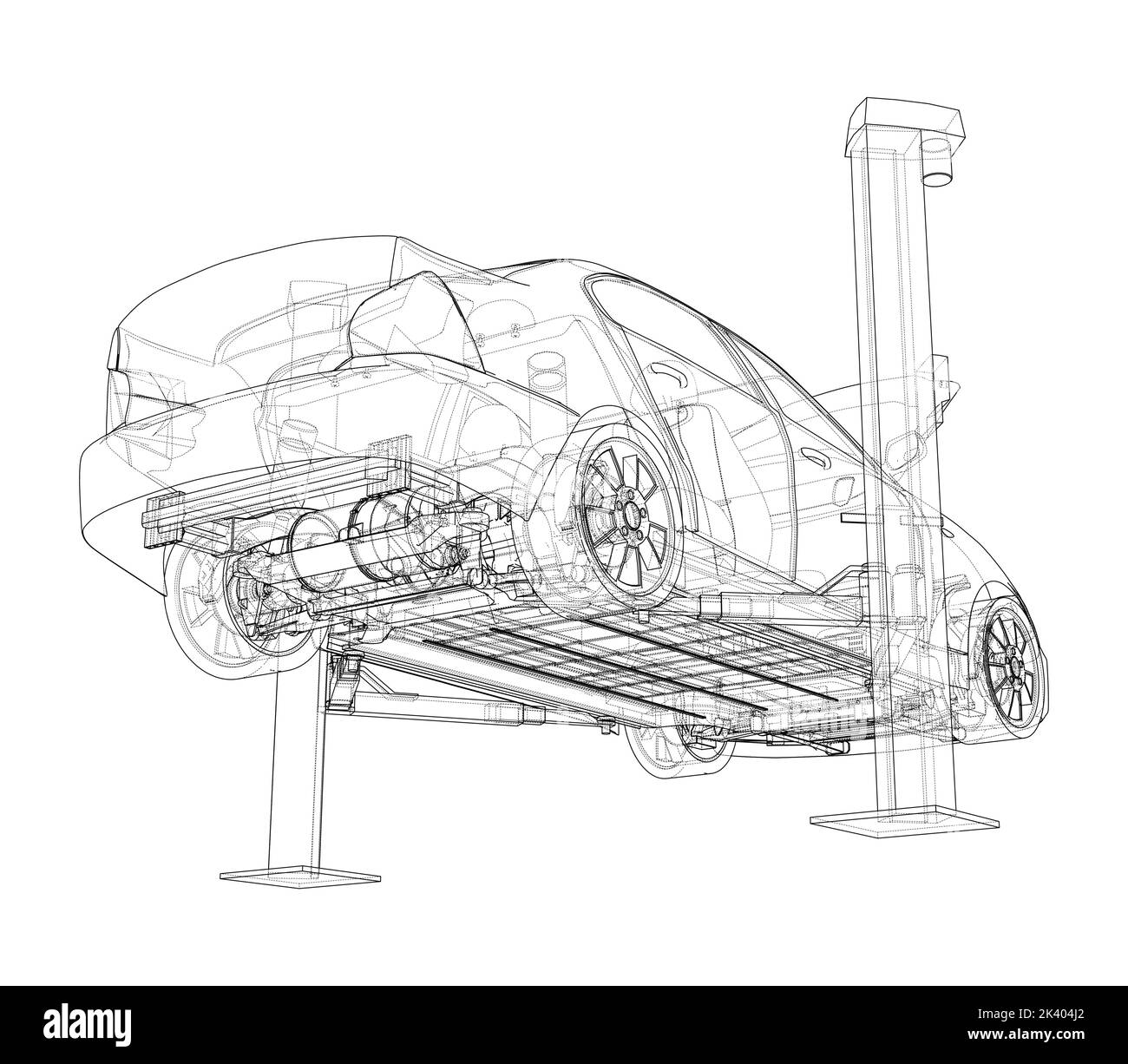 Car lift stand tower with car. Vector Stock Vector Image & Art - Alamy
