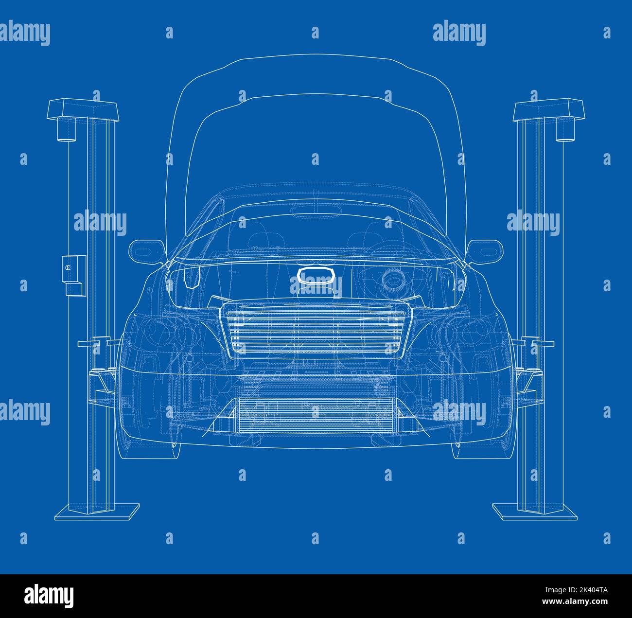 Car lift stand tower with car. Vector Stock Vector Image & Art - Alamy