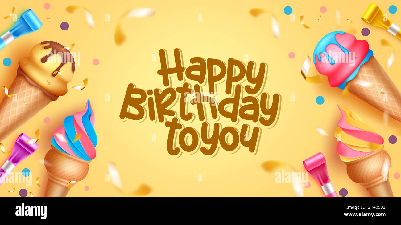 Birthday party vector background design. Happy birthday greeting text ...