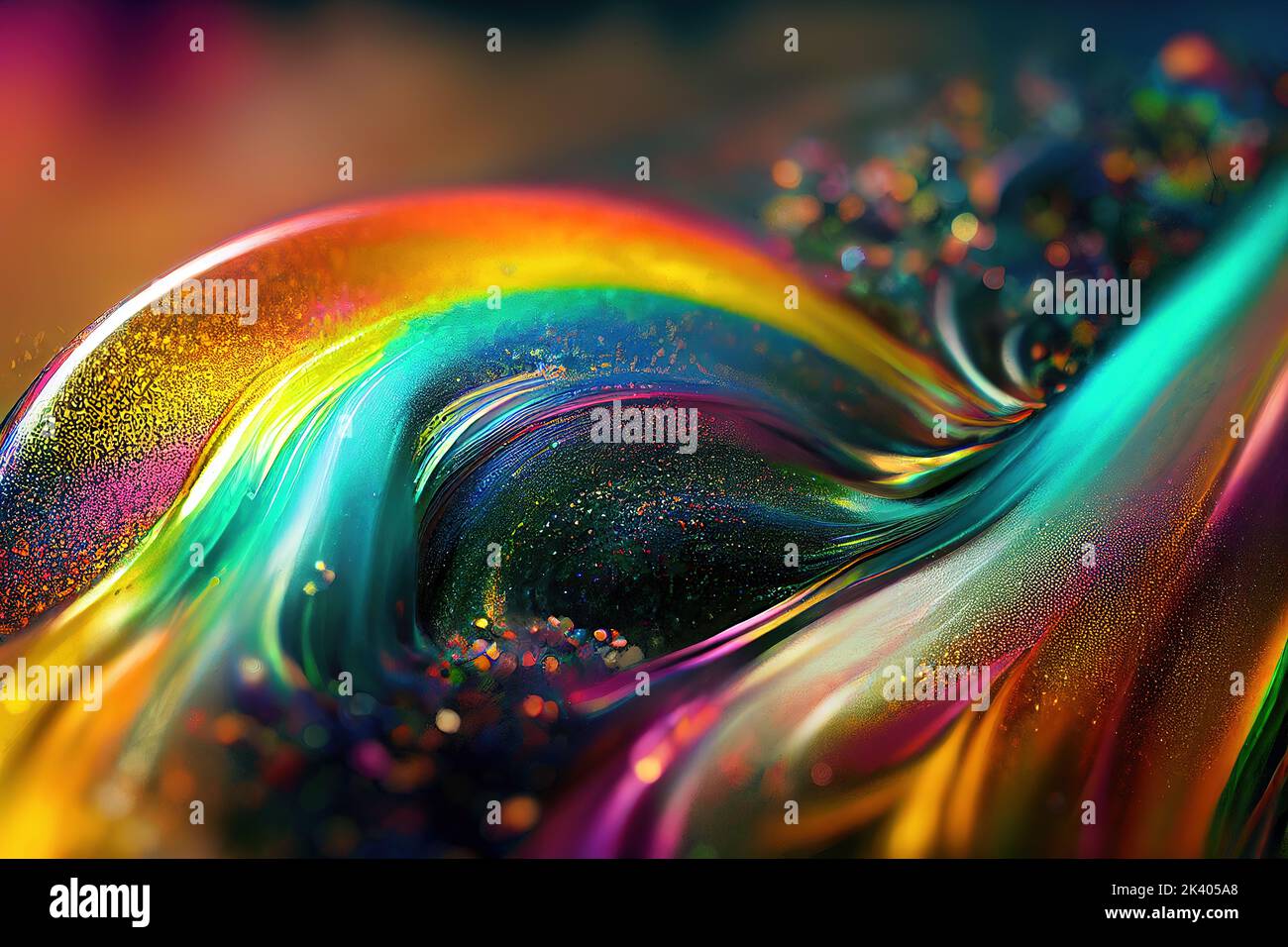 Abstract background with rainbow spectre neon light waves pattern. 3D ...