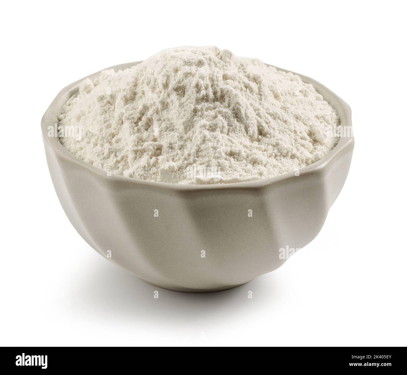 flour in ceramic bowl isolated on white background Stock Photo - Alamy
