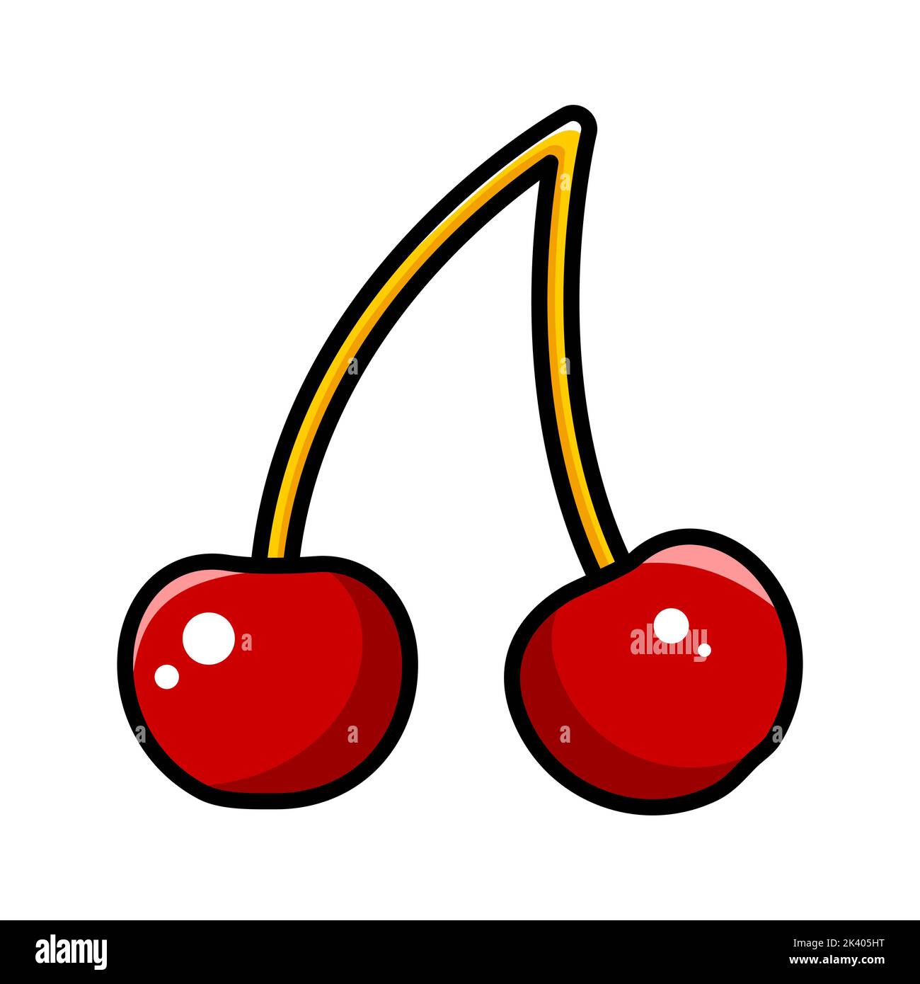 Cartoon illustration of two ripe cherries on a white background. Vector ...
