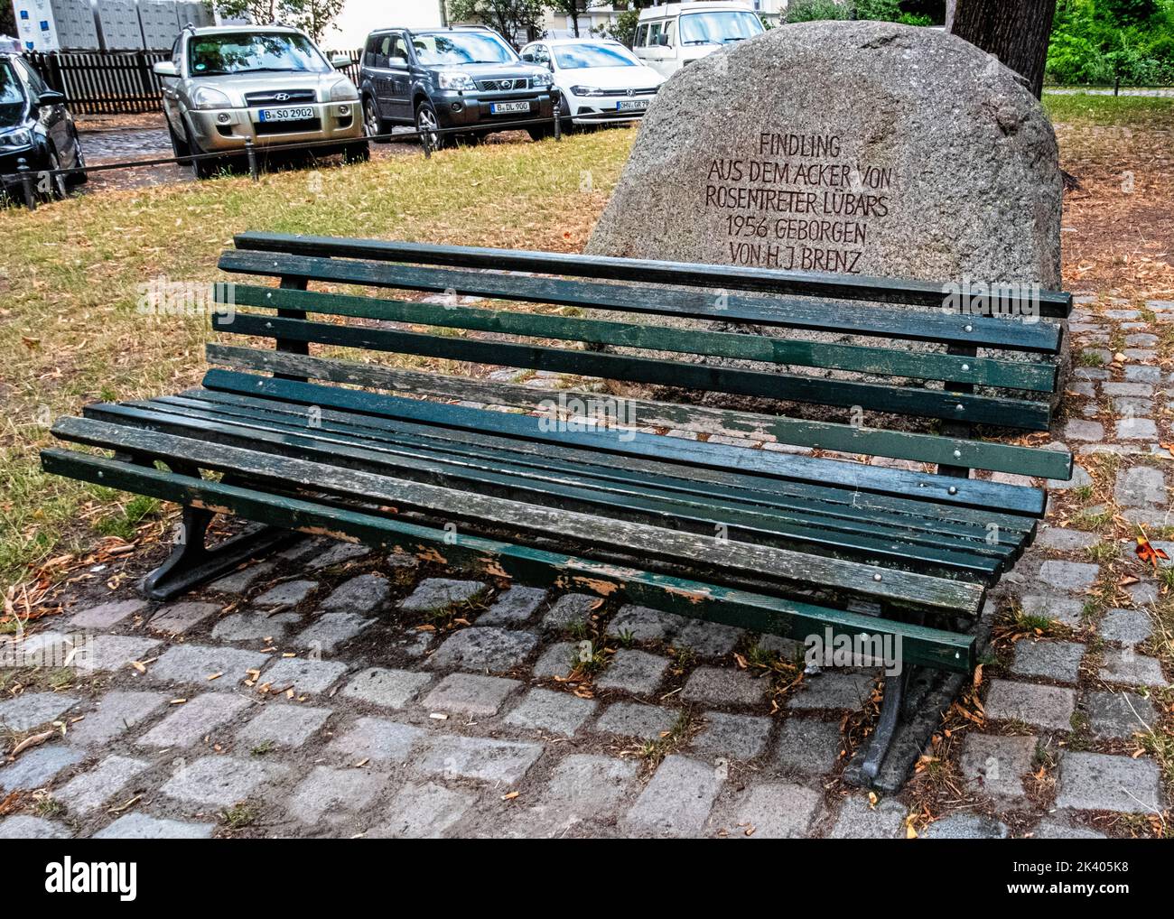 Memorial stone & bench, Lübars,Reinickendorg,Berlin Stock Photo - Alamy