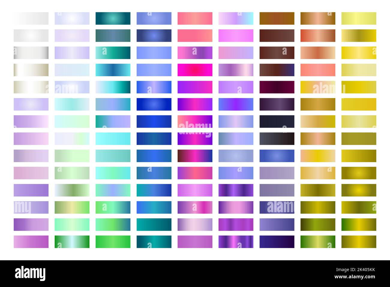 Metal Gradient Collection of All Color Swatches Stock Vector Image ...
