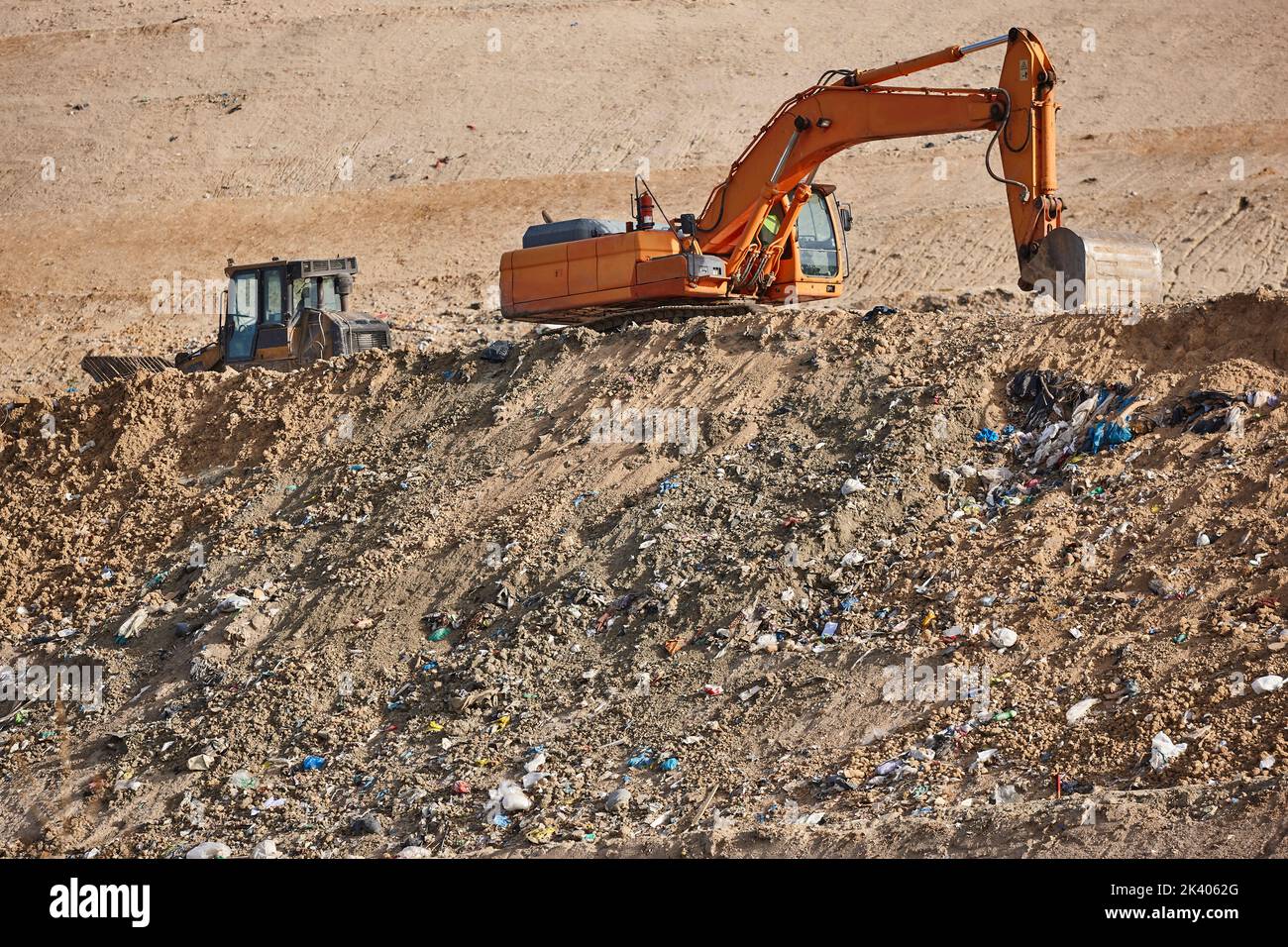 Open air garbage dump. Plastic waste pollution. Recycling junk ...