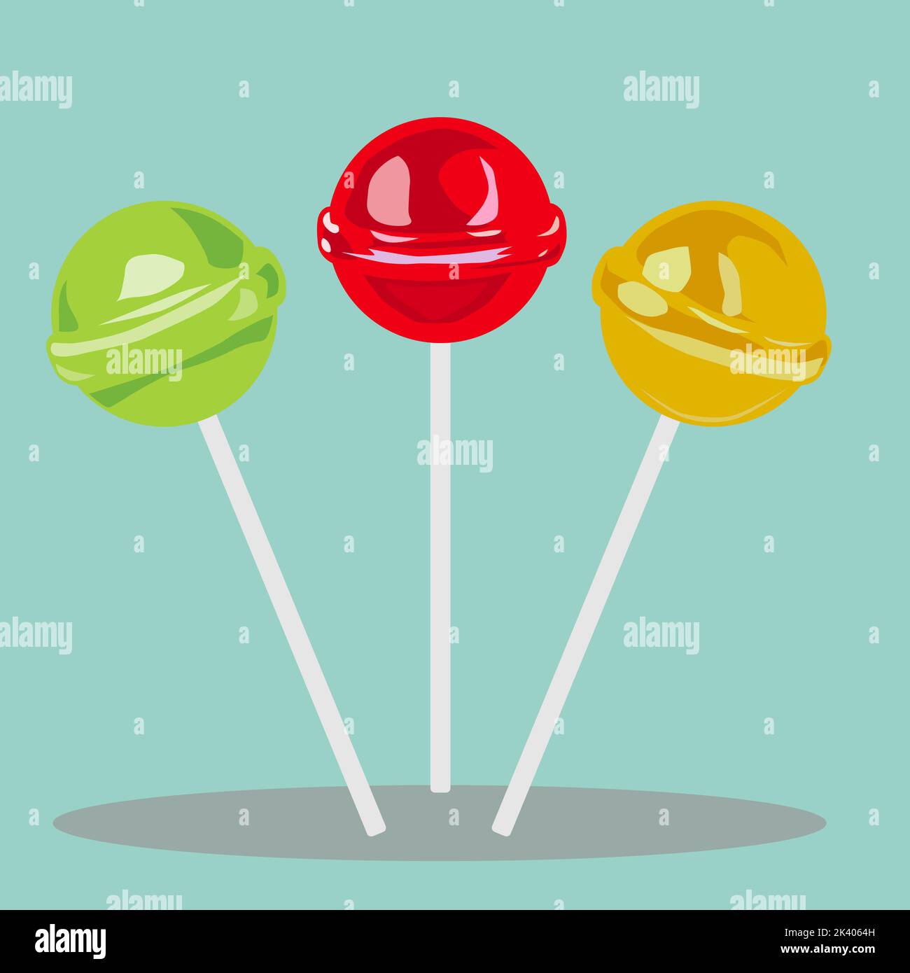 three sweet lollipops on sticks Stock Photo - Alamy