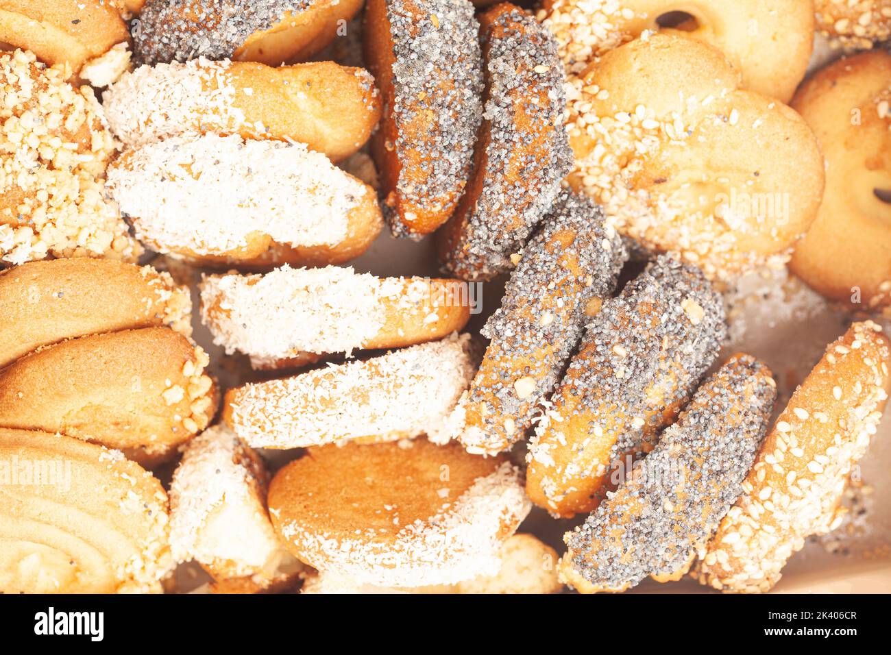 Different types of sweet cookies top view. Tasty biscuits Stock Photo ...