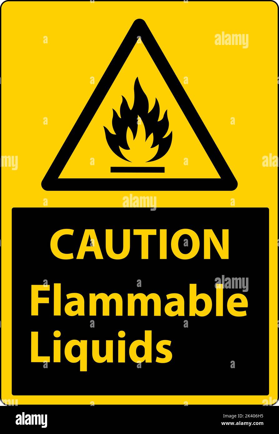 Caution Flammable Liquids Sign On White Background Stock Vector Image ...