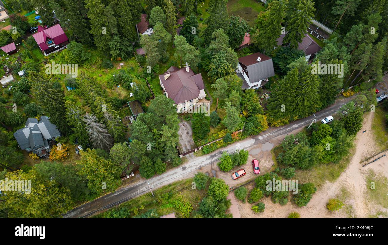 Drone over roof house hi-res stock photography and images - Alamy
