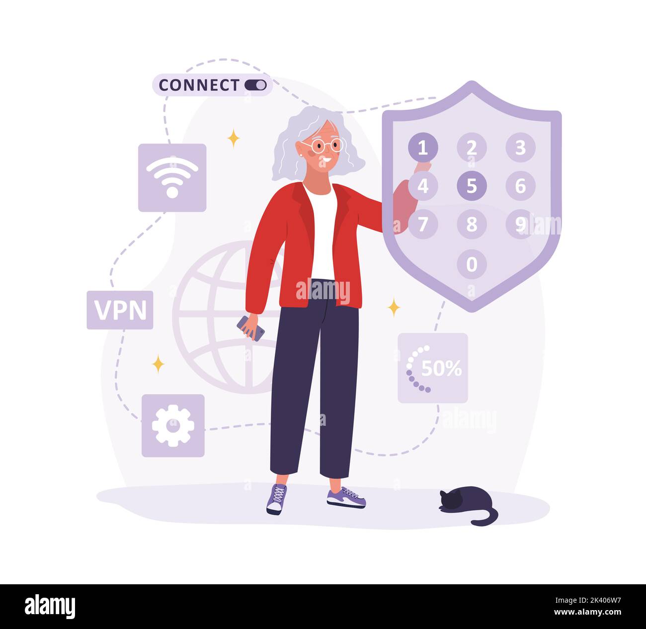 VPN connection. Elderly woman using virtual private network. Password ... VPN connection. Elderly woman using virtual private network. Password ...