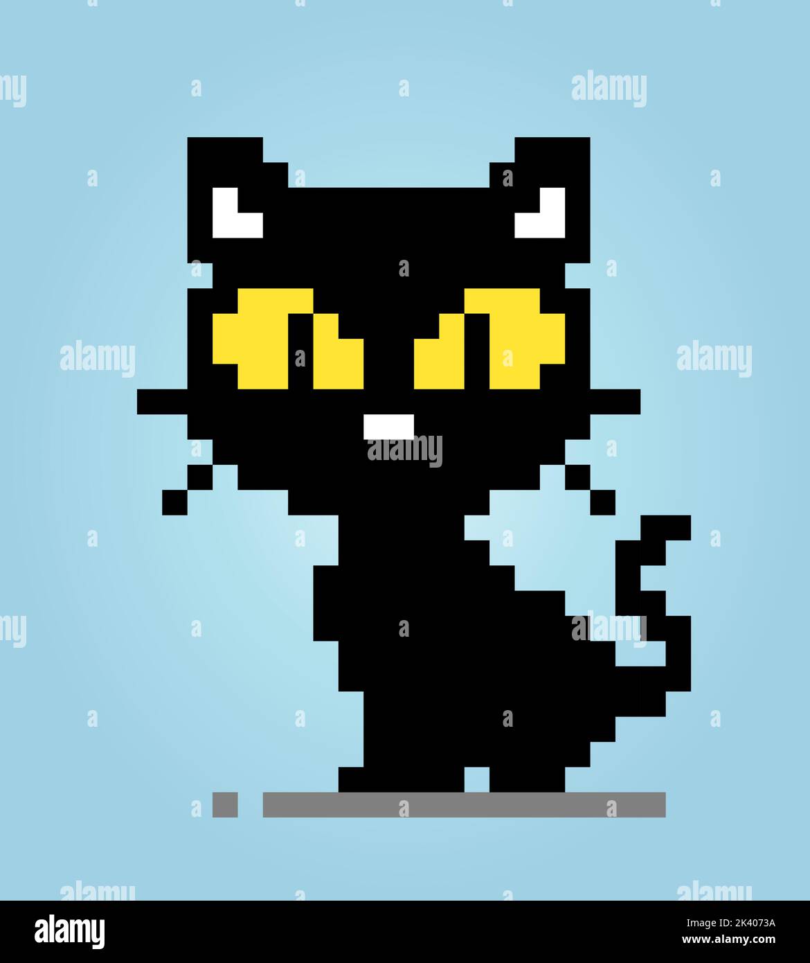 Pixel 8 bit black cat. Animals for game assets in vector illustration Stock Vector Image & Art ...