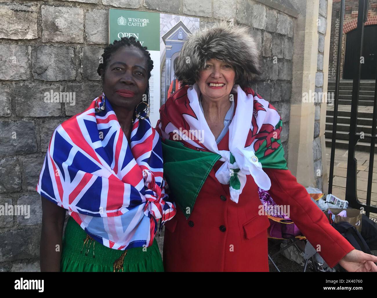 Grace Gotharg and Anne Daley wait to enter as Windsor Castle and St ...