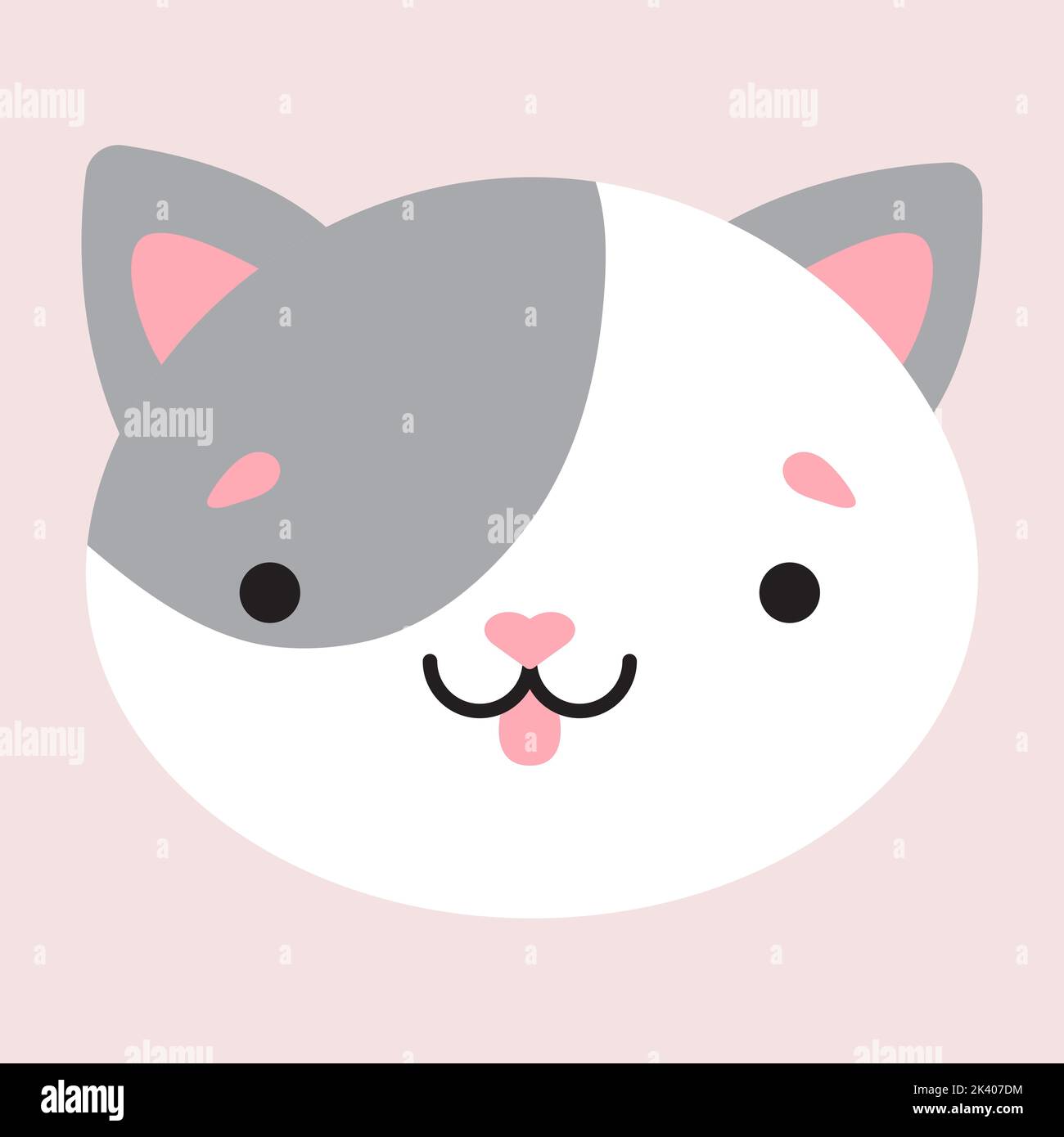 Cute simple flat illustration of a cat head. Vector illustration Stock ...