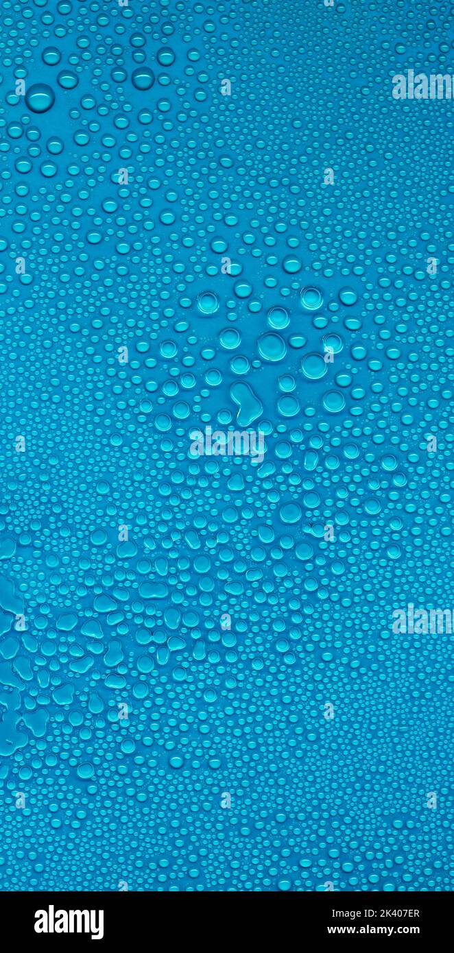 Water drops on blue background. Fresh clean texture, cold surface ...