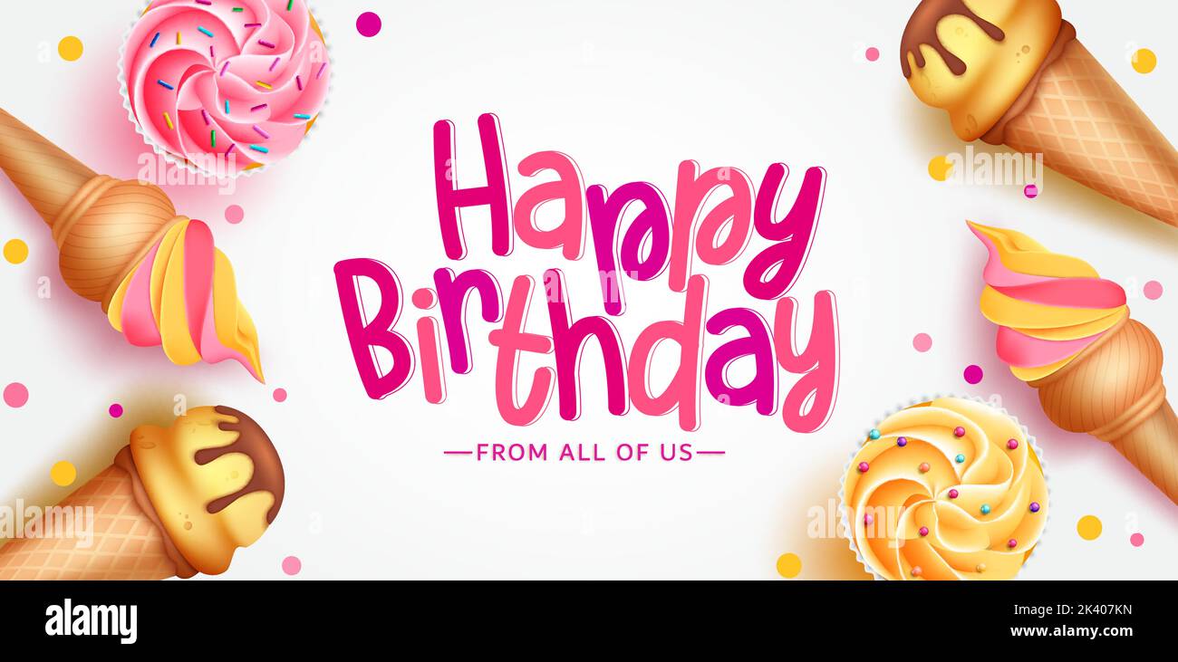 Birthday greeting vector background design. Happy birthday text with ...