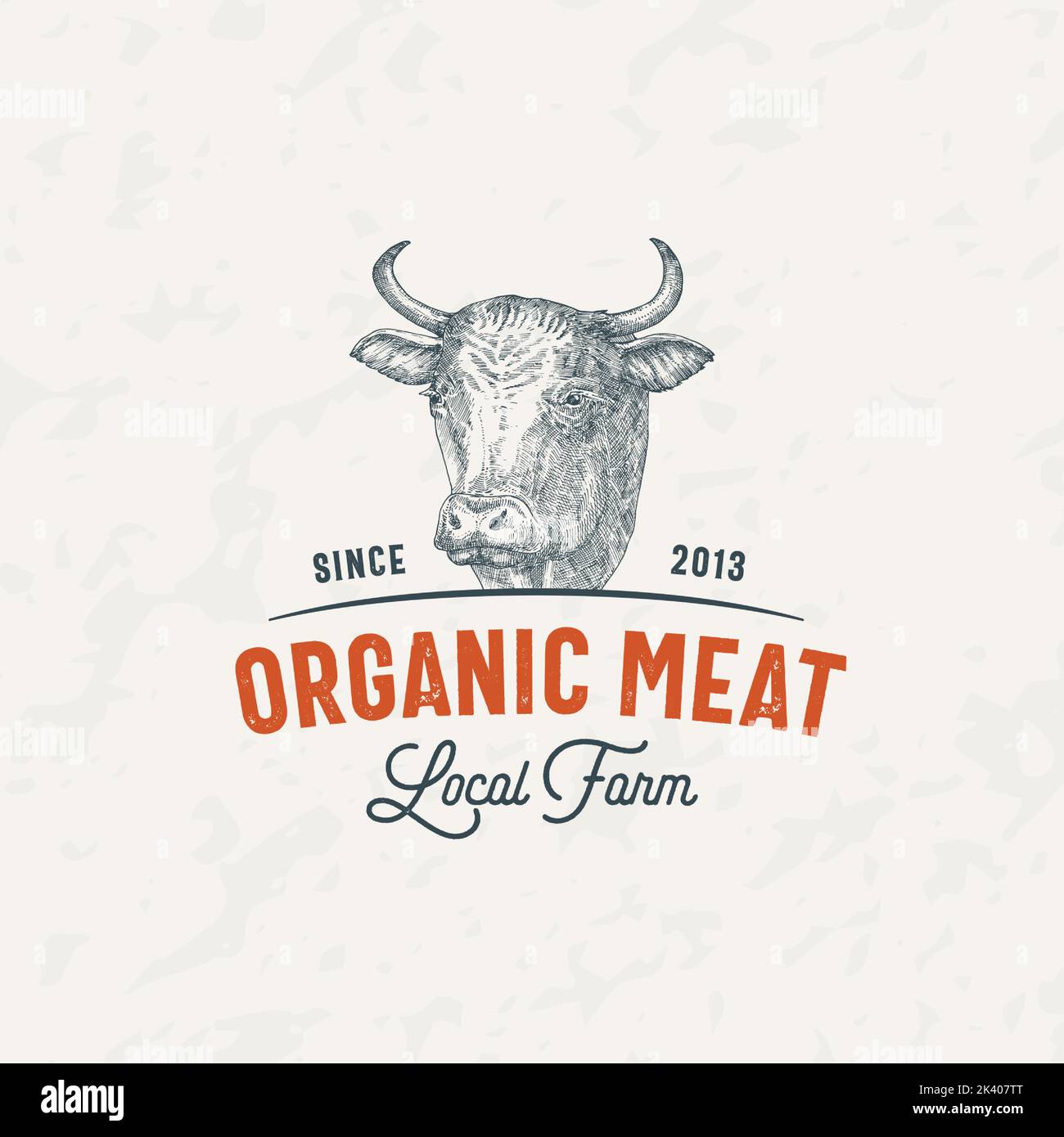 Cow Meat Farm Retro Badge Logo Template. Hand Drawn Cattle Face Sketch ...