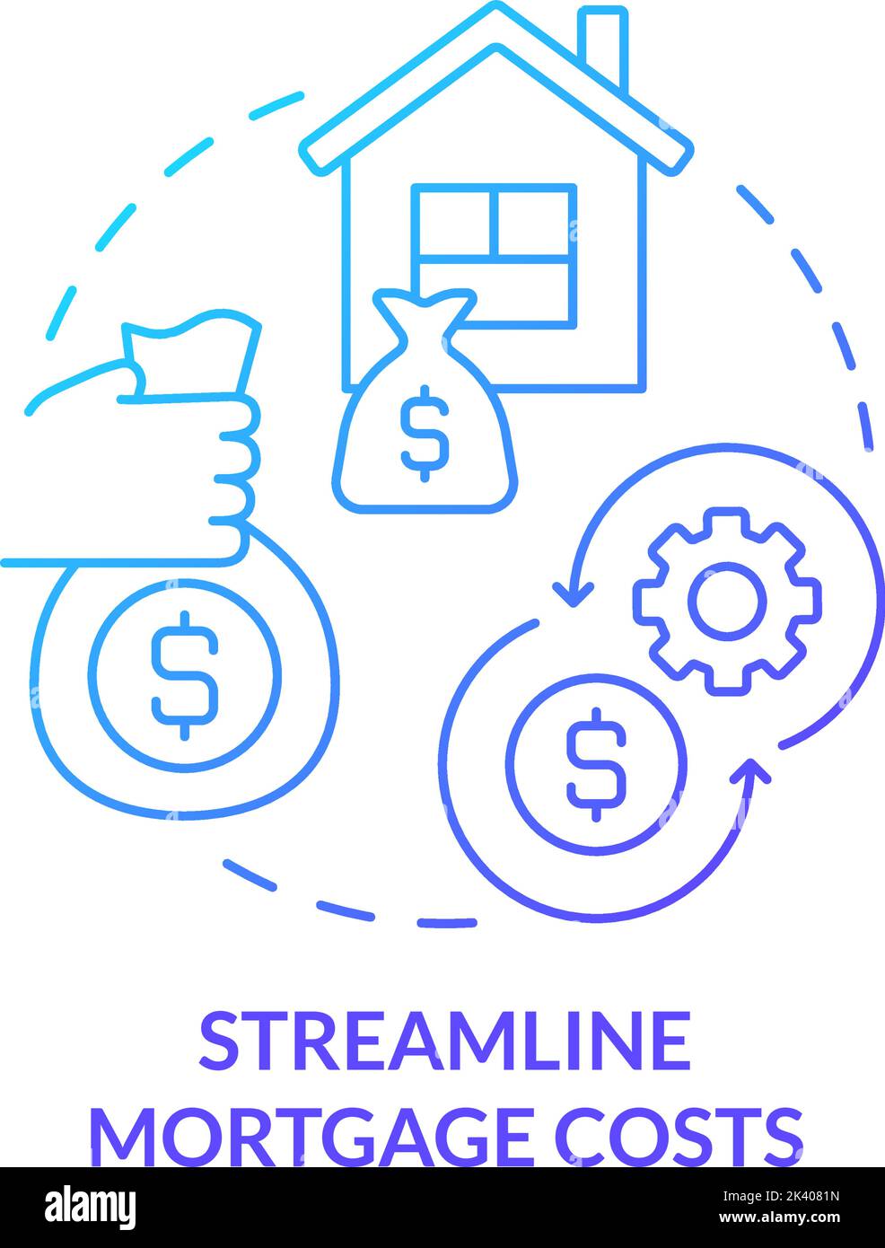Streamline mortgage costs blue gradient concept icon Stock Vector Image ...