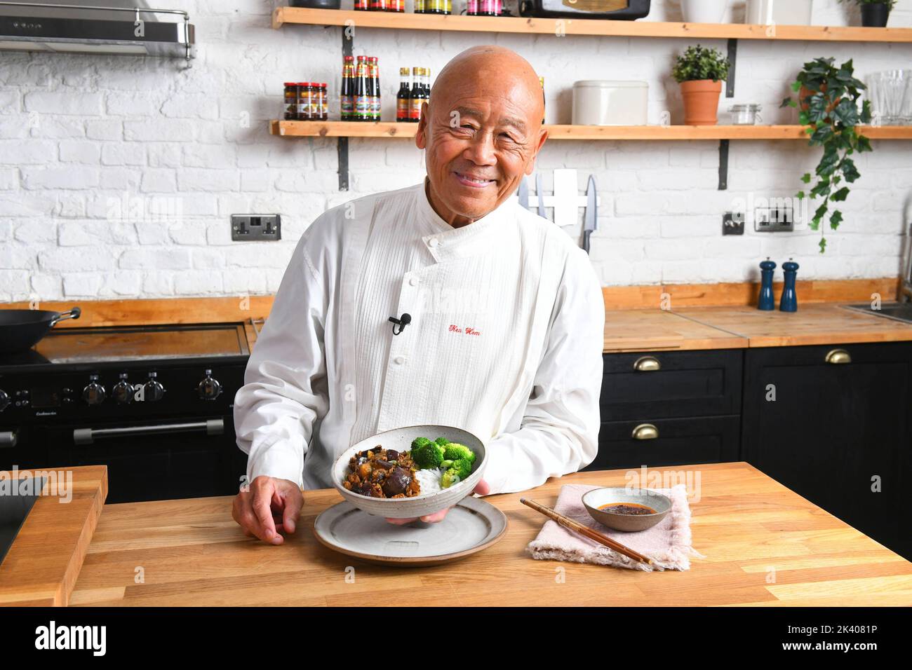 EDITORIAL USE ONLY Ken Hom cooks 'Ken's Country Style Aubergine' from ...