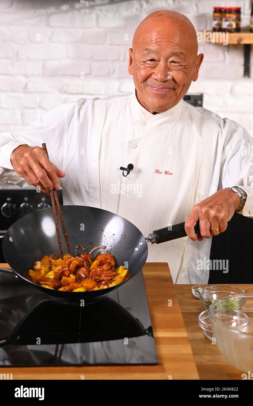 EDITORIAL USE ONLY Ken Hom cooks 'Ken's Pork with Chu Hou Sauce' from ...