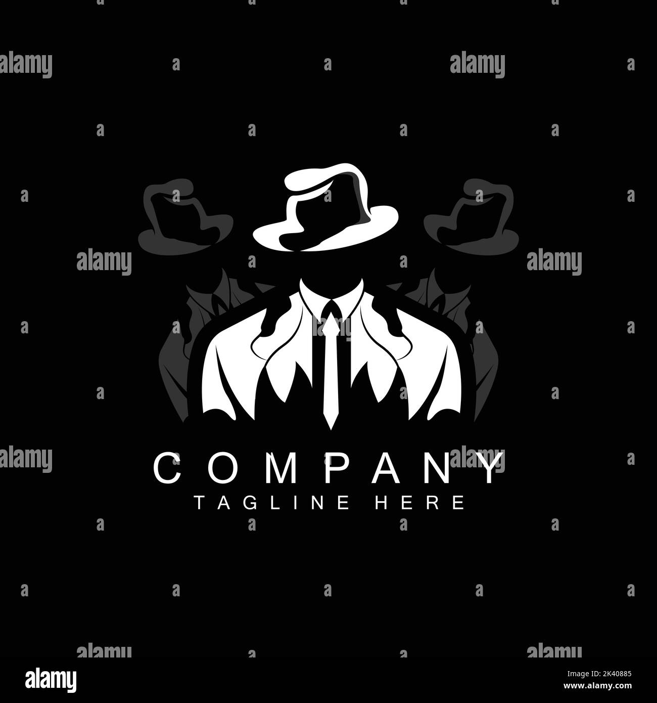 Detective Man Logo Design, Mafia Detective Fashion Tuxedo And Hat ...