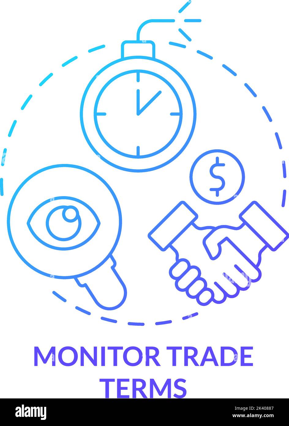 Monitor trade terms blue gradient concept icon Stock Vector Image & Art ...